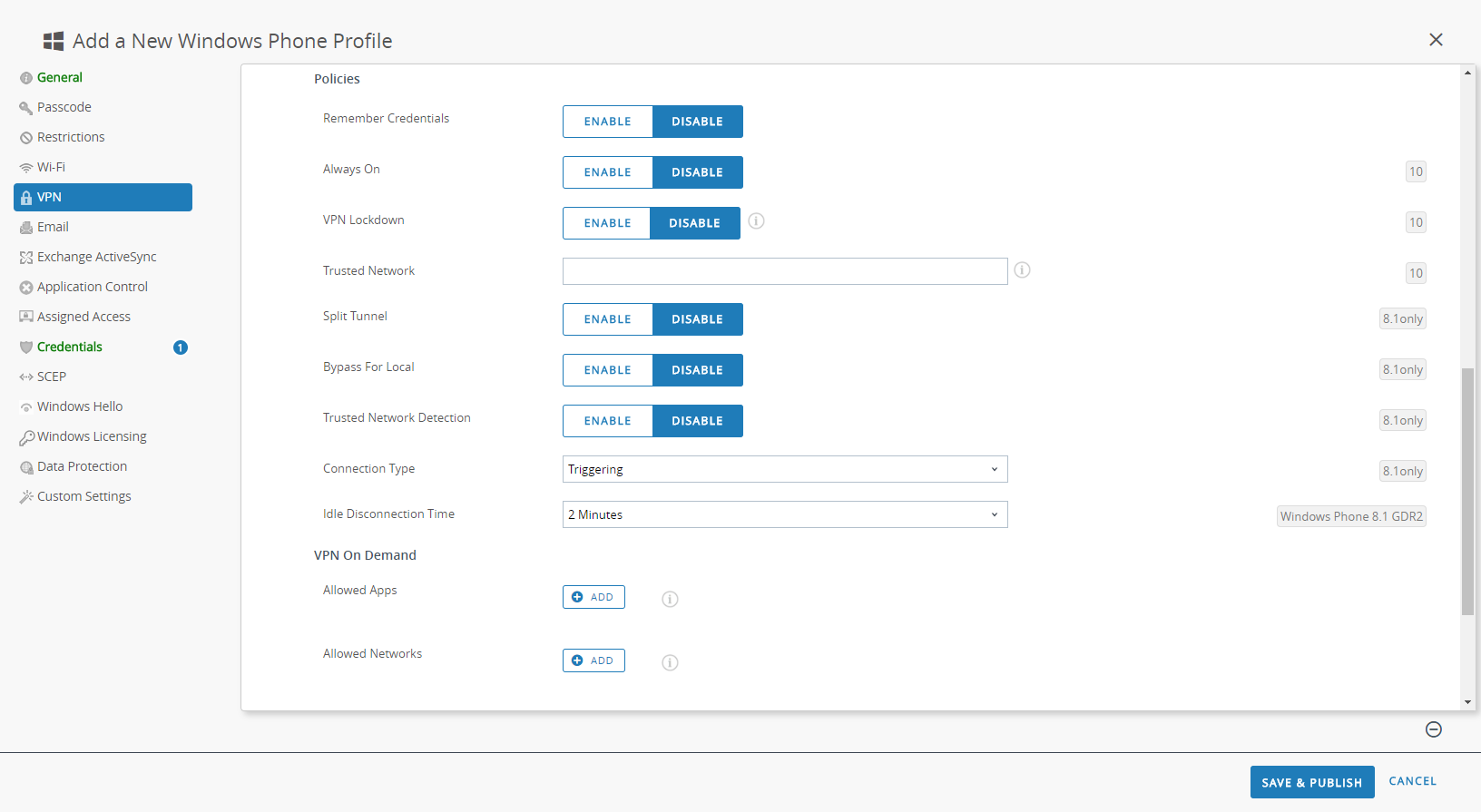Configure A User Initiated Remote Access Vpn Configuration For Windows 10 Uwp Endpoints Using