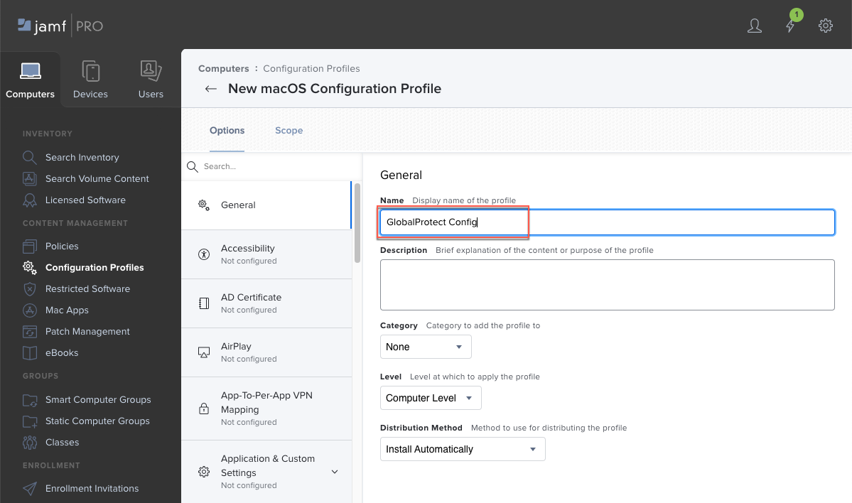 Create A Single Configuration Profile For The Globalprotect App For Macos