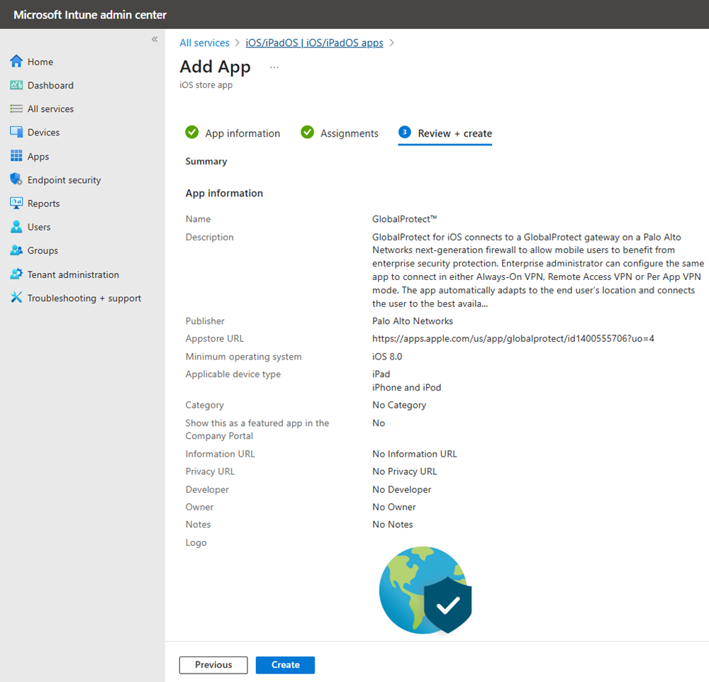 Deploy The Globalprotect App On Ios Endpoints Using Microsoft Intune