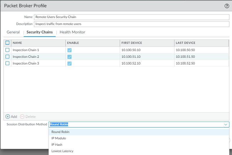 Configure Routed Layer 3 Security Chains