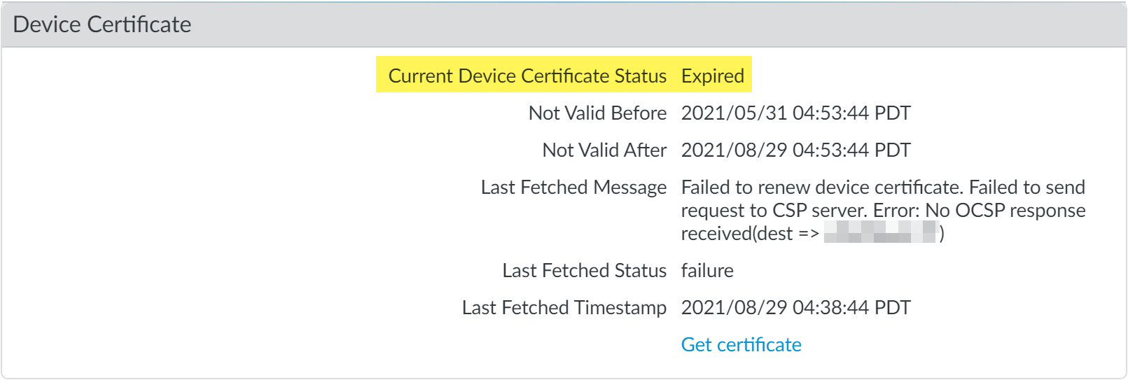 Restore an Expired Device Certificate