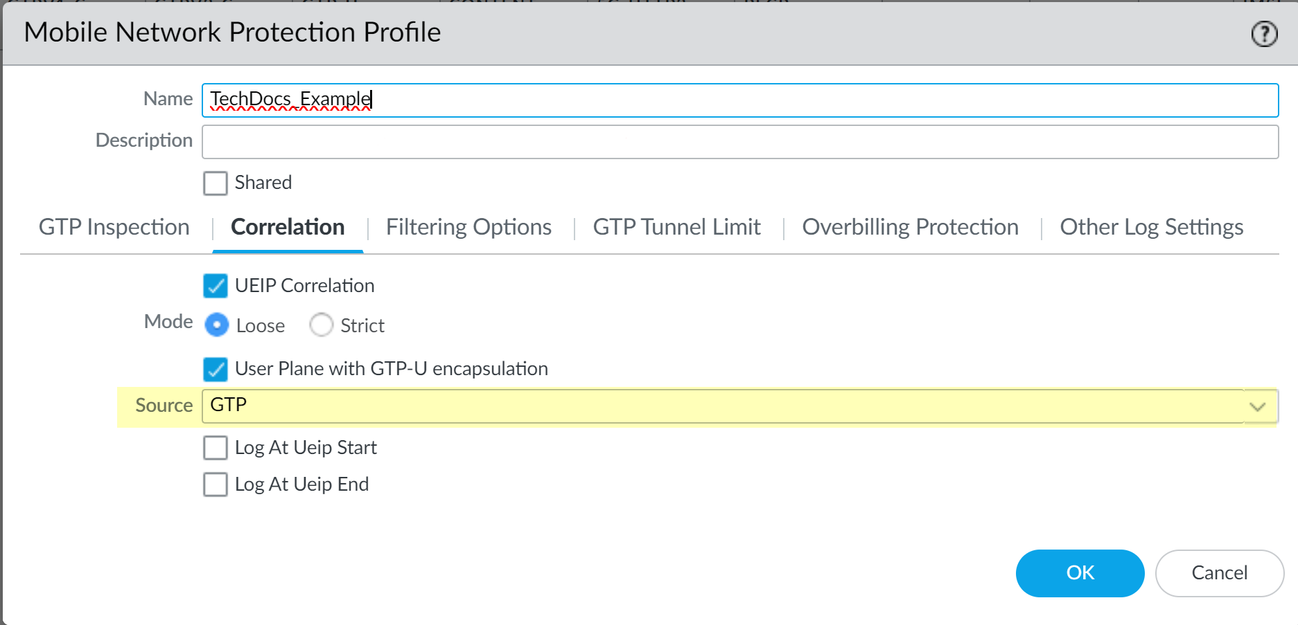 Configure Intelligent Security Using Gtp For User Equipment To Ip
