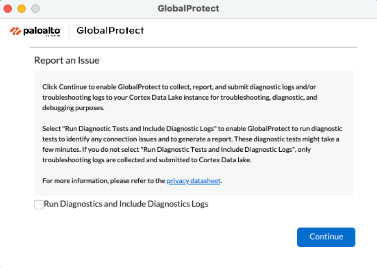 Report An Issue From The Globalprotect App For Macos