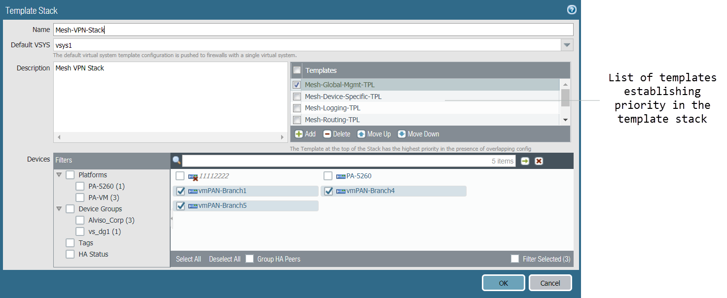 Configure A Template Stack