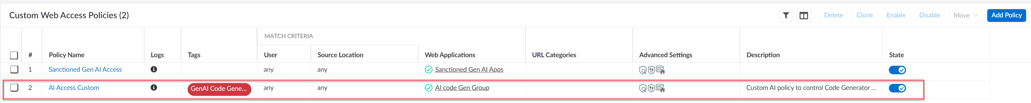 Create Custom Security Policy Rules to Control GenAI Access