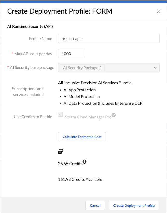 Create A Deployment Profile For Prisma Airs Ai Runtime Api Intercept