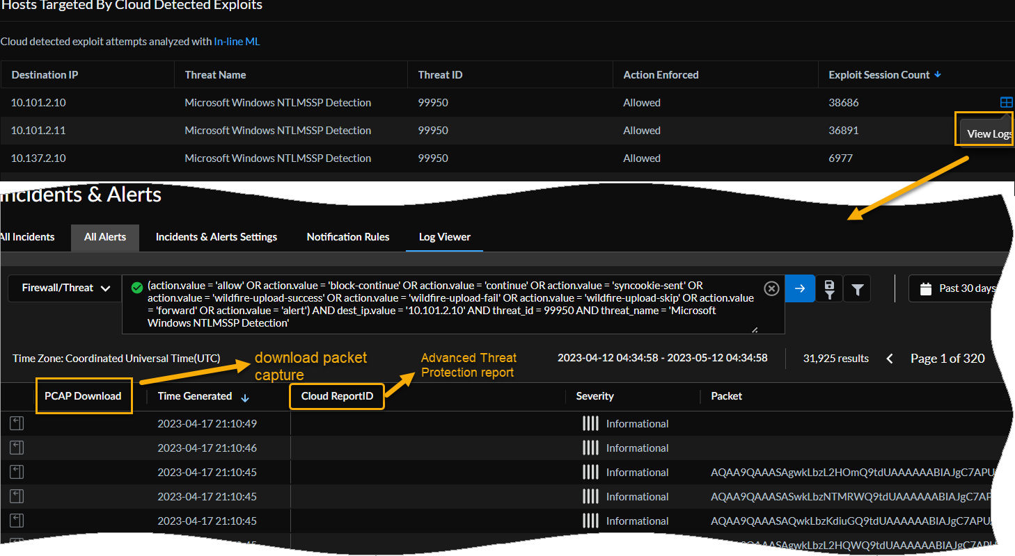 Advanced Threat Prevention Dashboard: Hosts Targeted by Cloud-Detected ...