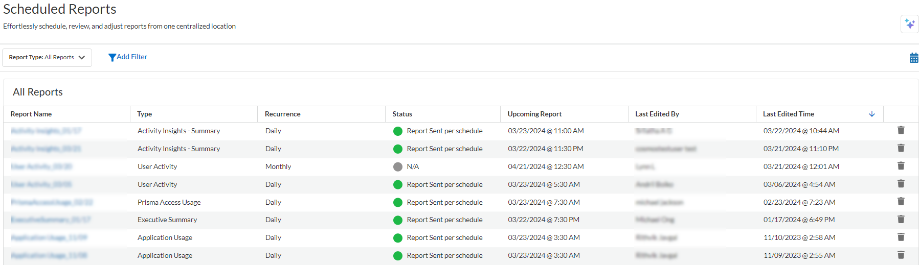 Reports: Strata Cloud Manager