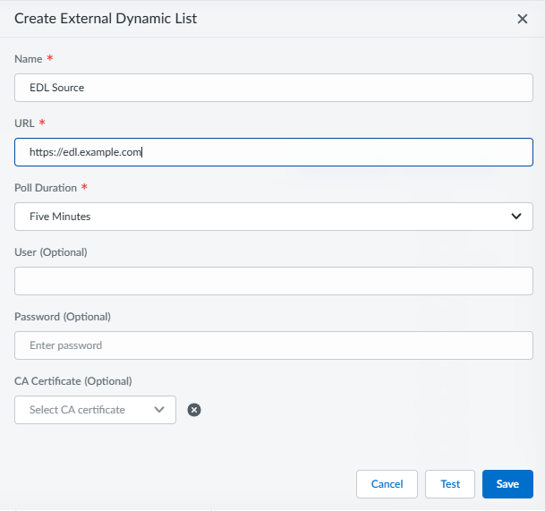 Manage External Dynamic List