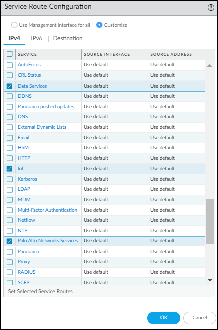 Configure Service Routes For Device Security