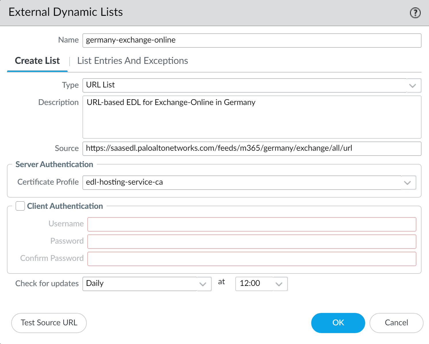 Configure Your Environment To Access An External Dynamic List From The