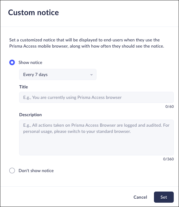 Configure Prisma Access Browser Browser Customization Controls