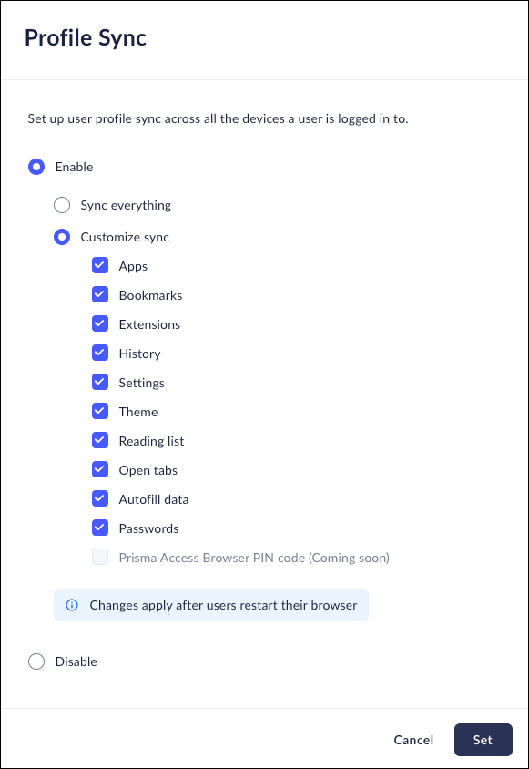 Configure Prisma Access Browser Browser Customization Controls
