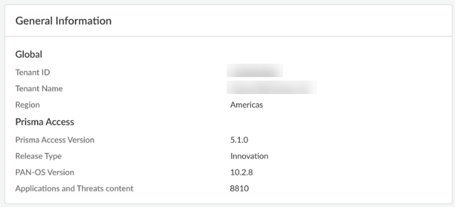 View Prisma Access Software Versions