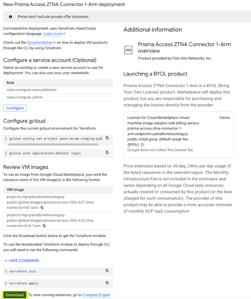 Onboard a ZTNA Connector in Google Cloud Platform