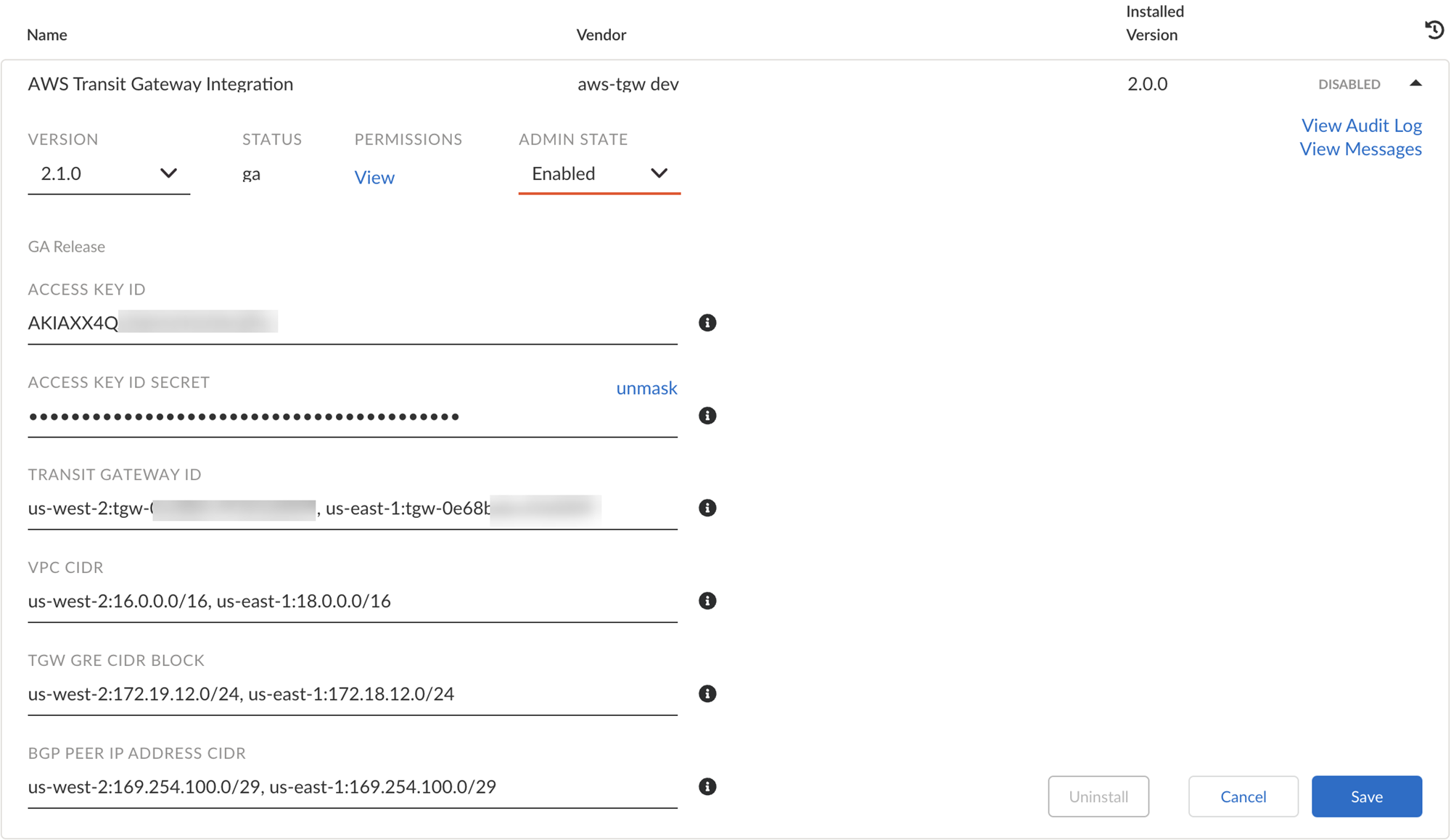 Configure The Aws Transit Gateway Integration