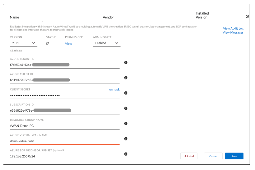 Configure And Install The Azure Virtual Wan Cloudblade