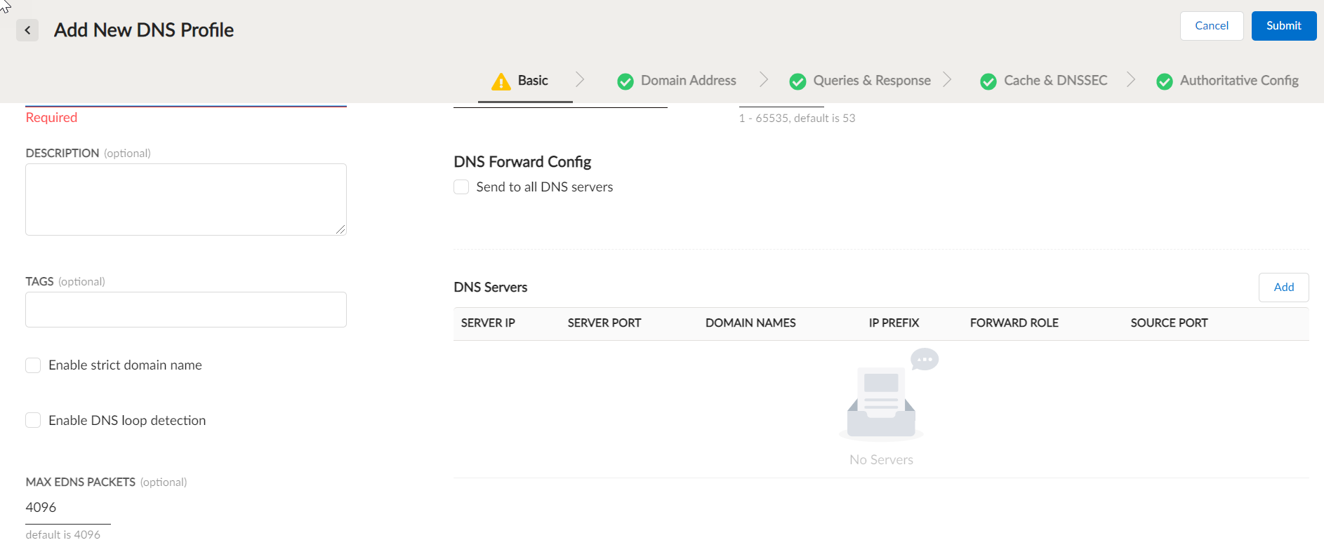 Configure the DNS Service on the Prisma SD-WAN Interface