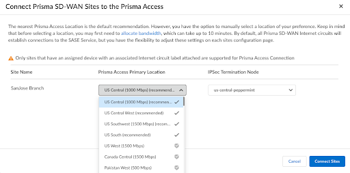 Connect a Single and Multiple Prisma SD-WAN Site to Prisma Access