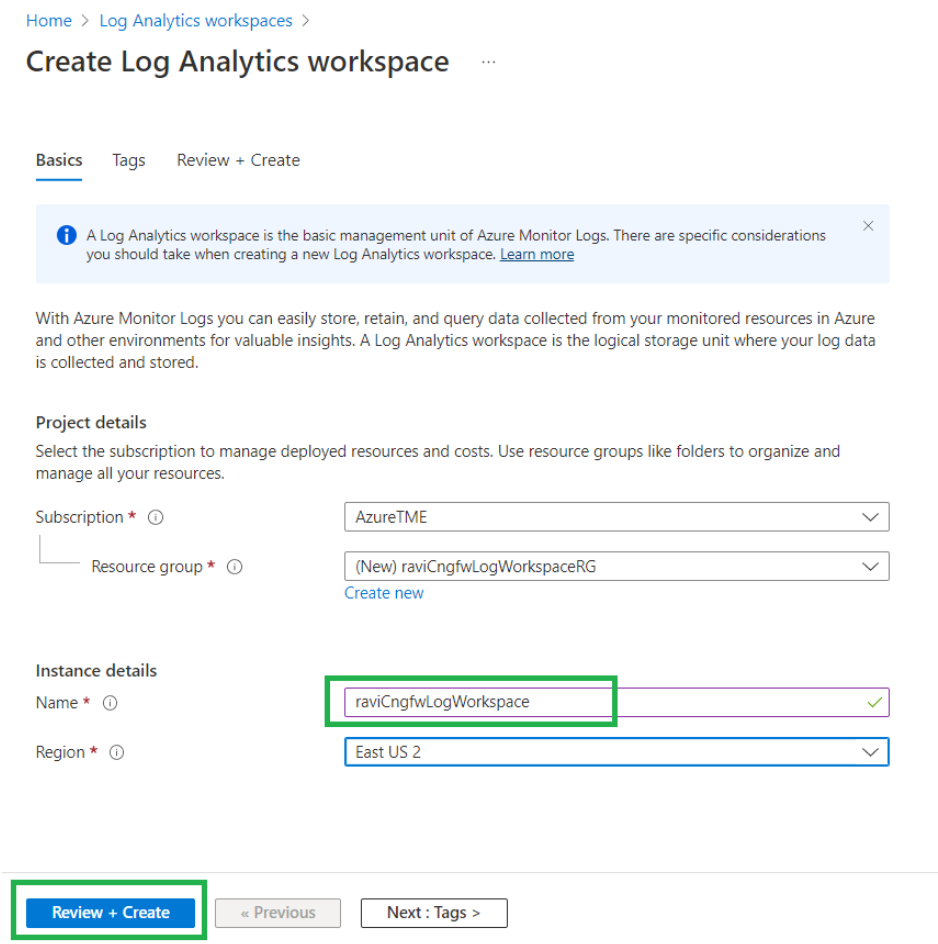Sample Configuration For Post Vnet Deployment