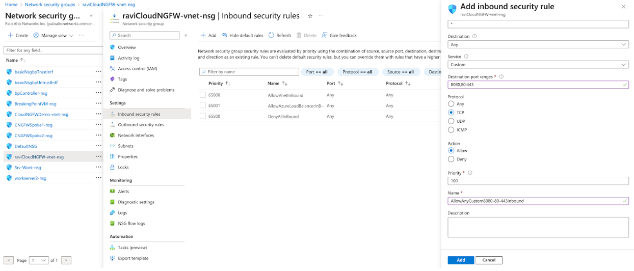 Sample Configuration For Post Vnet Deployment