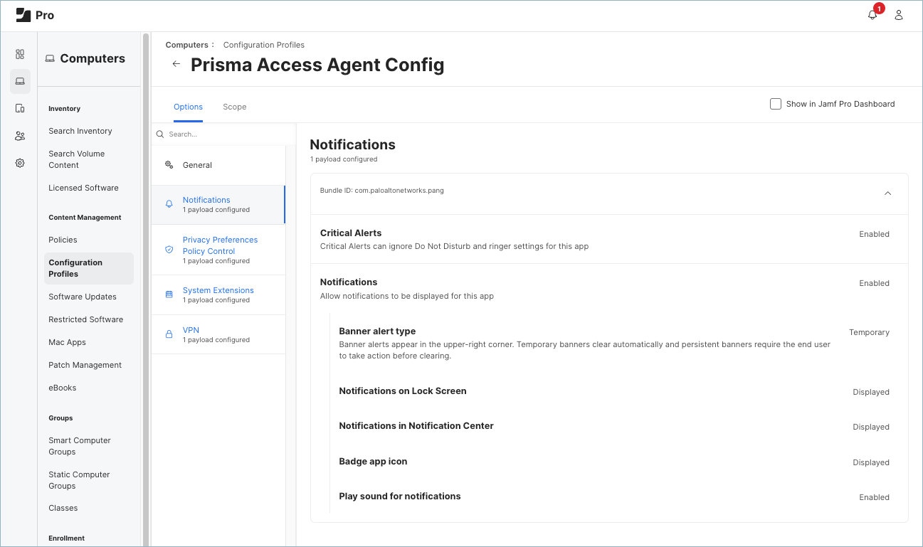 Create a Configuration Profile for the Prisma Access Agent