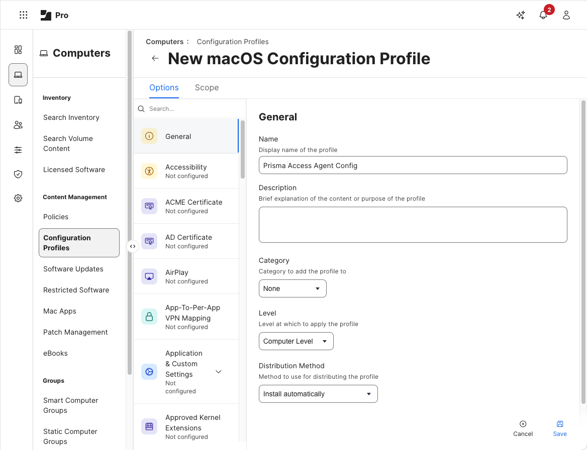 Manually Create A Configuration Profile For Prisma Access Agent