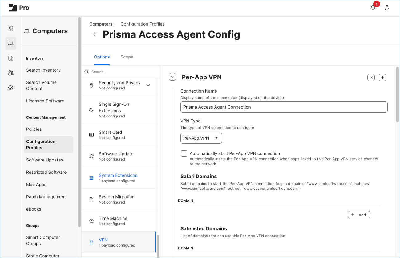 Create a Configuration Profile for the Prisma Access Agent