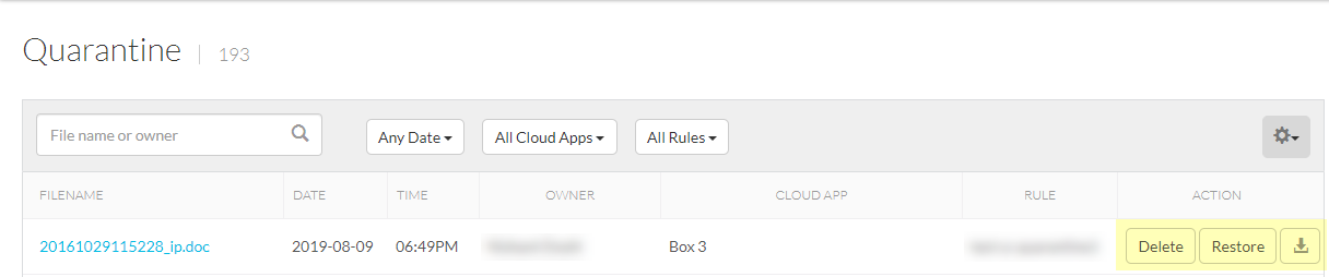 Quarantined Files