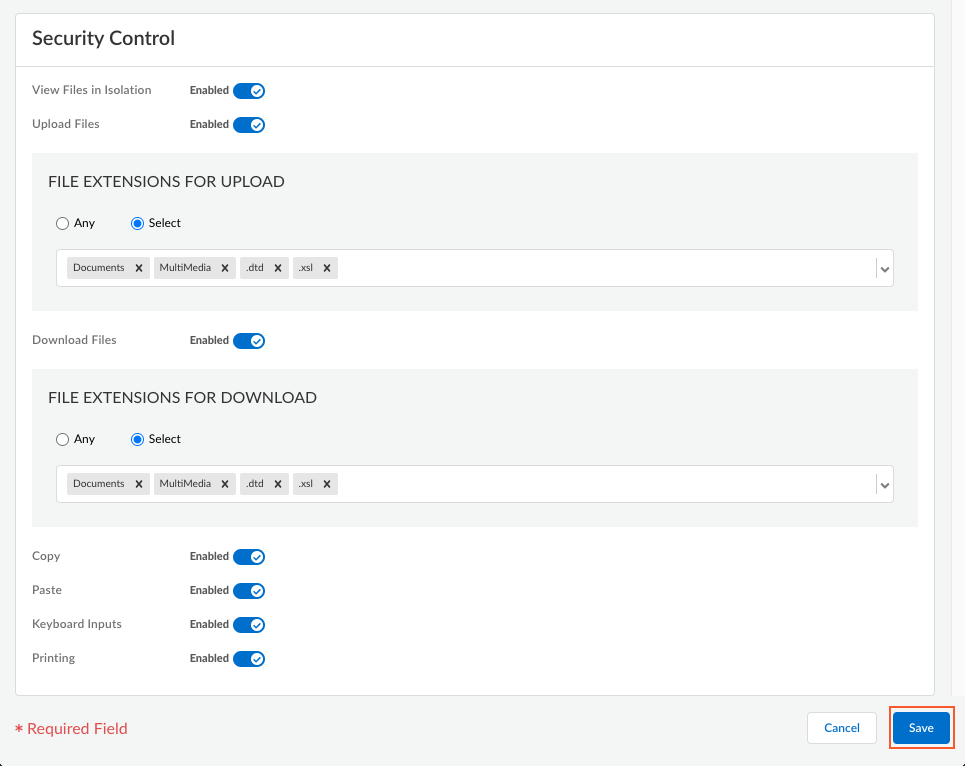 Configure File Transfer Controls for Remote Browser Isolation