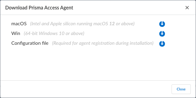Download The Dynamic Privilege Access Enabled Prisma Access Agent Package